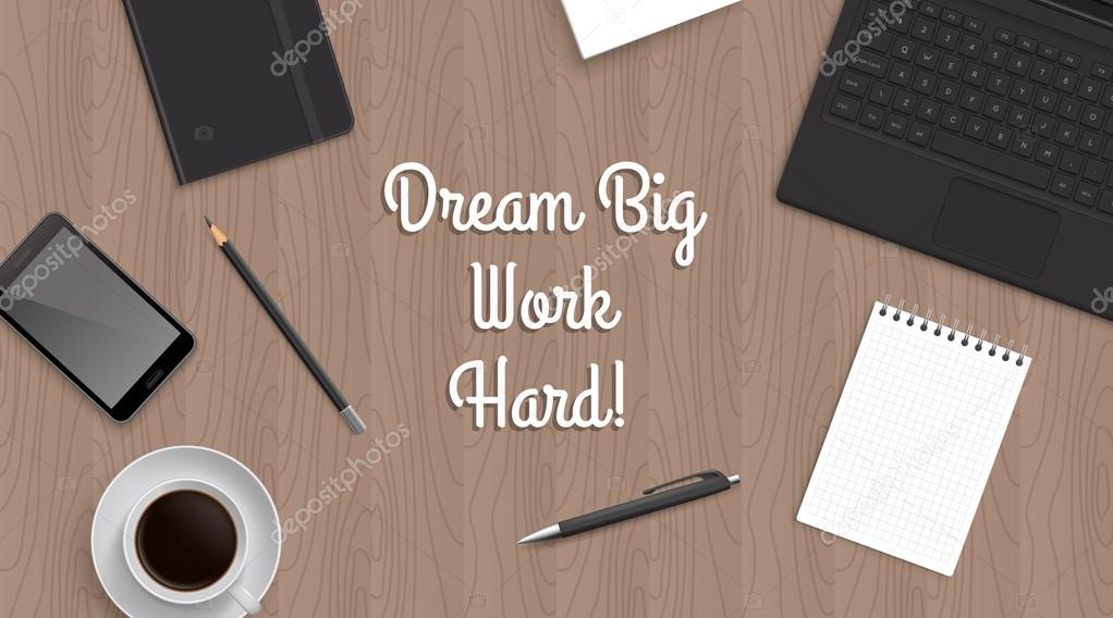 Realistic workplace table with quote Stock Vector Image by ©nastya-mal ...