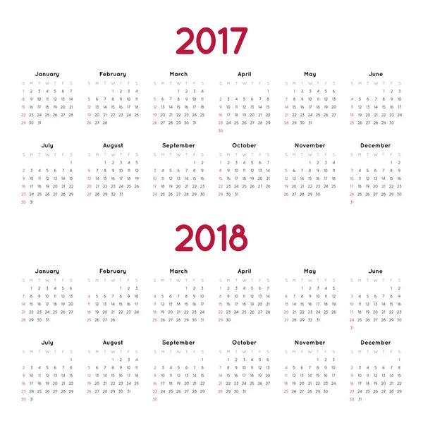 Year 2019 2020 2021 2022 Calendar Vector Design Template Simple — Stock ...