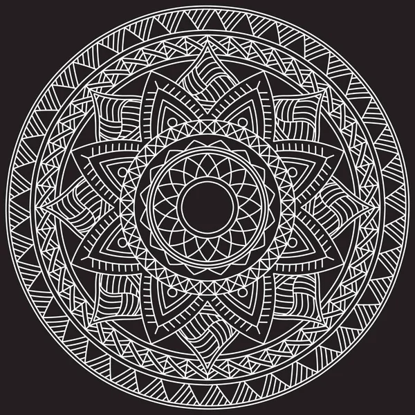 Mandala Line Art Designs Black Background Coloring Page Kids Adults ...