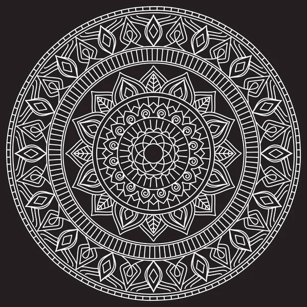 Mandala Line Art Designs Black Background Coloring Page Kids Adults ...