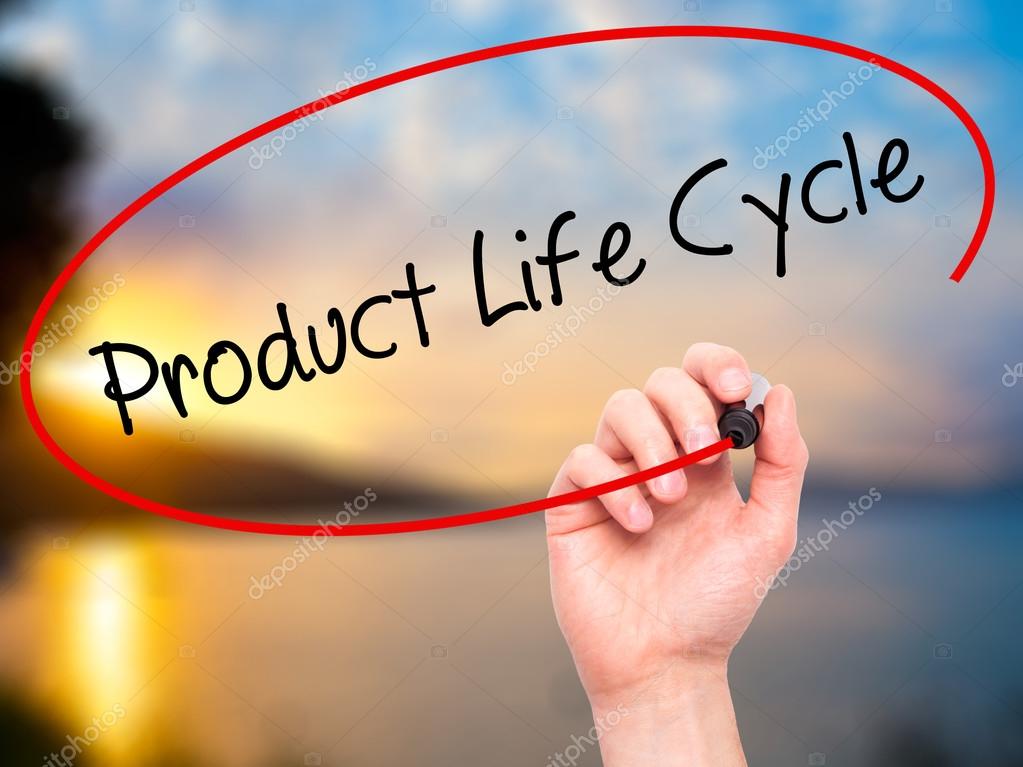 Man Hand writing Product Life Cycle with black marker on visual — Stock ...