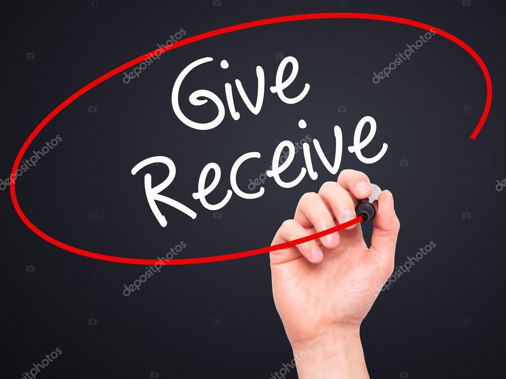 Man Hand writing Give Receive with black marker on visual screen Stock ...