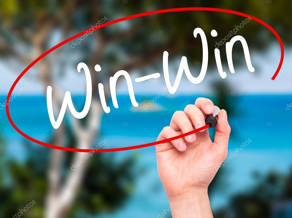 Man Hand writing Win-Win with black marker on visual screen. — Stock ...