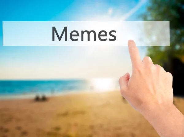 Memes - Businesswoman hand pressing button on touch screen inter Stock ...