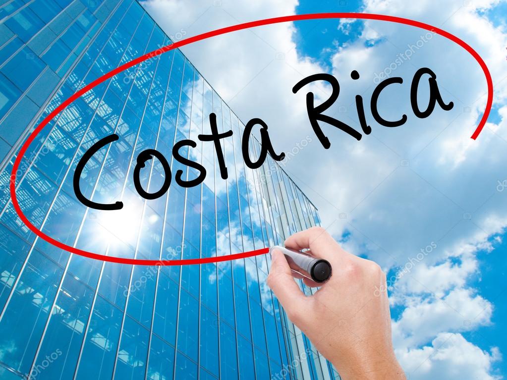Man Hand writing Costa Rica with black marker on visual screen — Stock ...