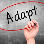 Man Hand Writing Adapt Black Marker Visual Screen Isolated Background ...