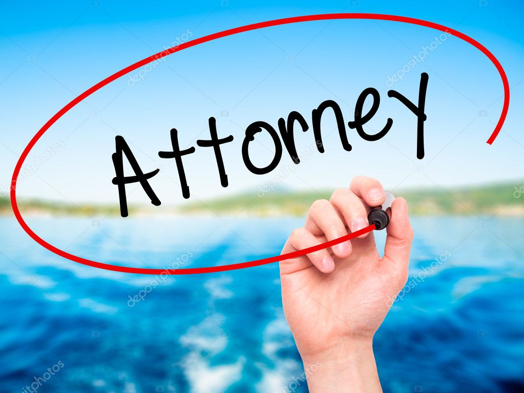 Man Hand writing Attorney with black marker on visual screen — Stock ...