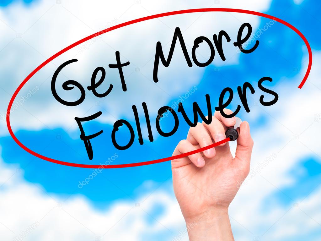 Man Hand writing Get More Followers with black marker on visual — Stock ...