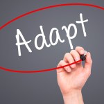 Man Hand Writing Adapt Black Marker Visual Screen Isolated Background ...