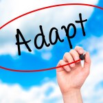 Man Hand Writing Adapt Black Marker Visual Screen Isolated Background ...