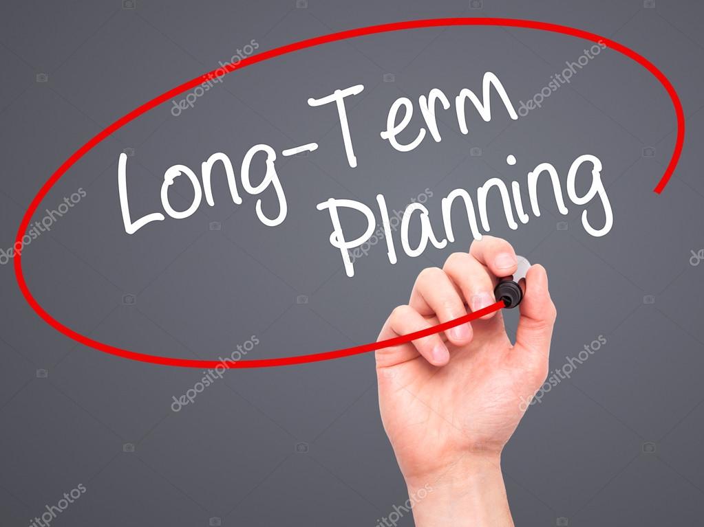 Man Hand writing Long-Term Planning with black marker on visual — Stock ...