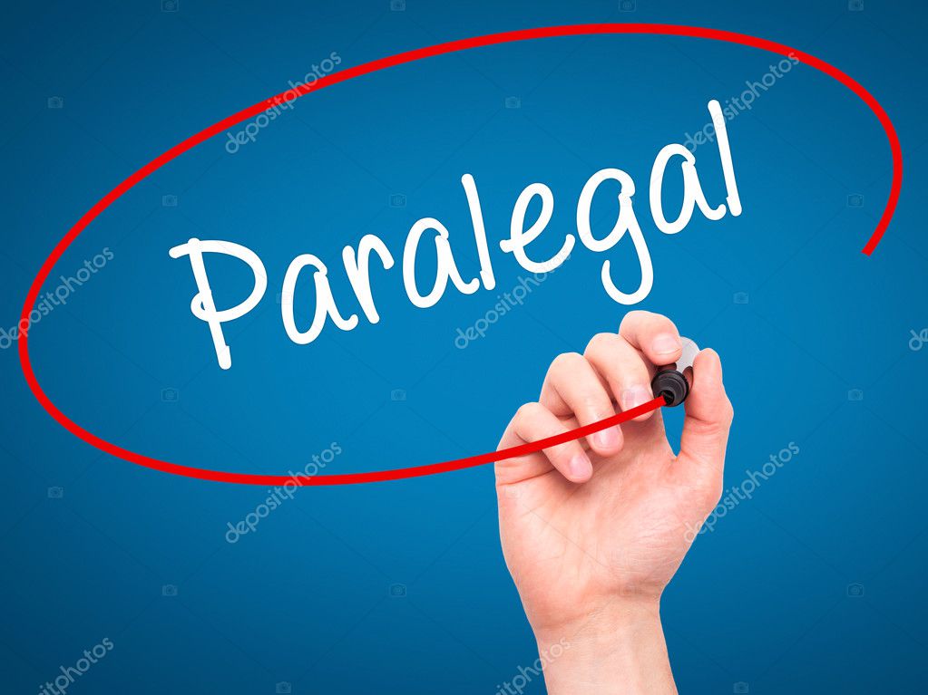 Man Hand writing Paralegal with black marker on visual screen Stock ...