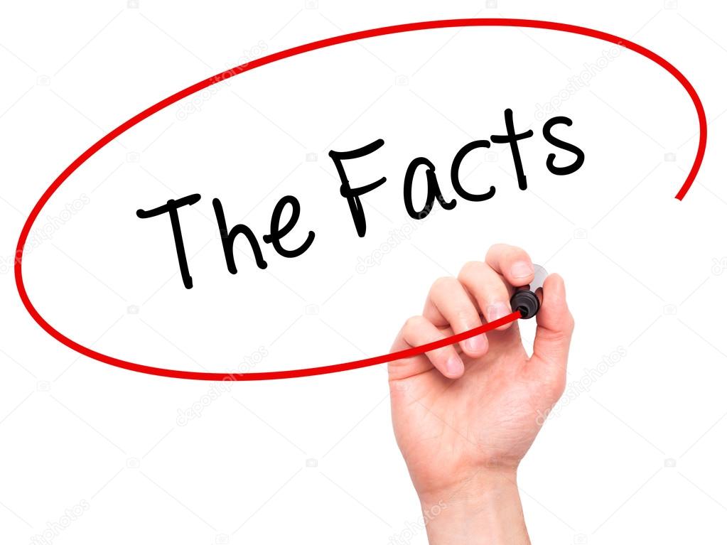 Man Hand writing The Facts with black marker on visual screen Stock ...