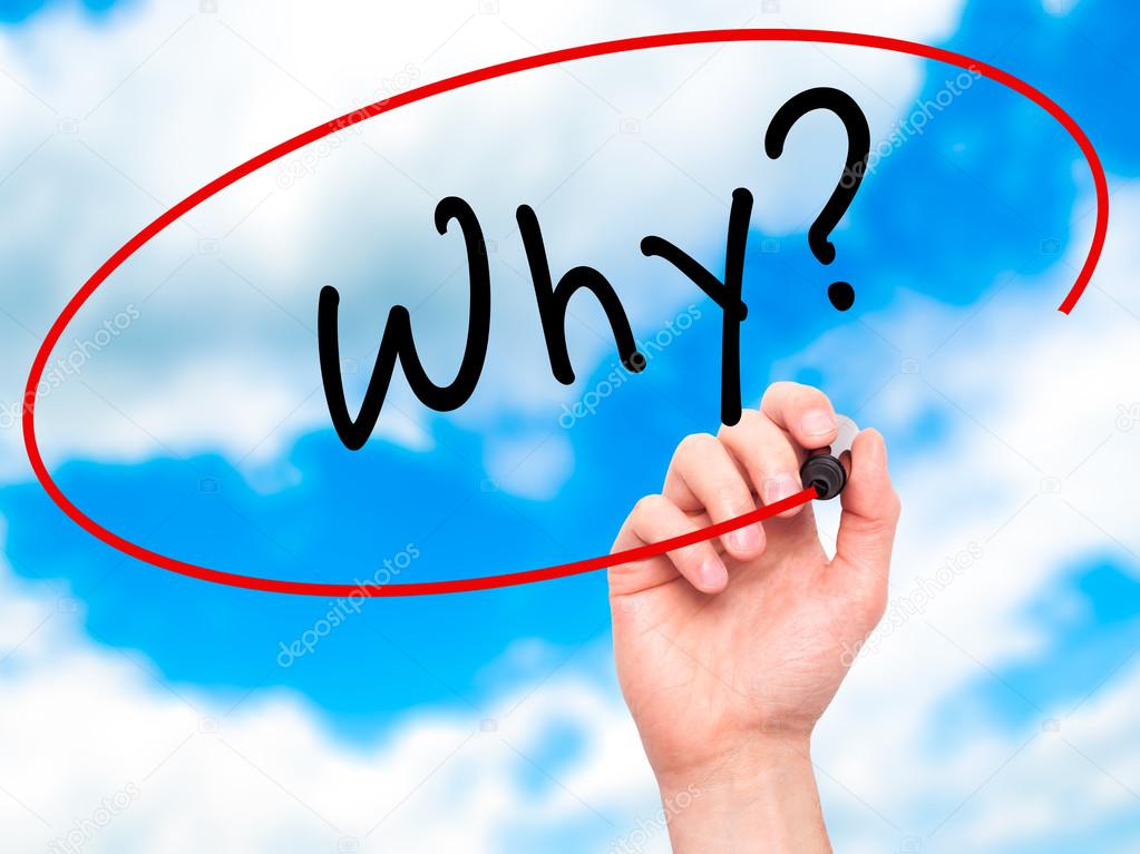 Man Hand writing Why? with black marker on visual screen — Stock Photo ...