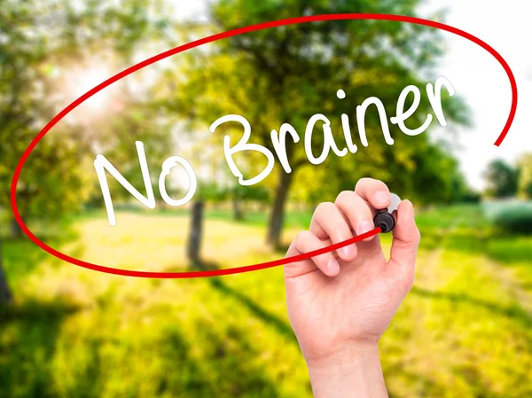 Man Hand writing No Brainer with black marker on visual screen — Stock ...