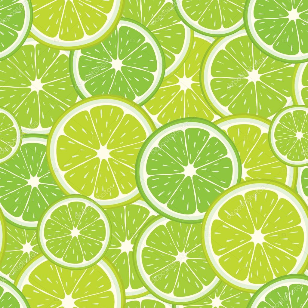Vector seamless pattern of green lime slices. Citrus fruit illustration for design. Stock Vector ...