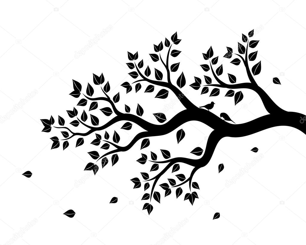 Illustration vectorielle d'une branche d'arbre avec des feuilles de ...