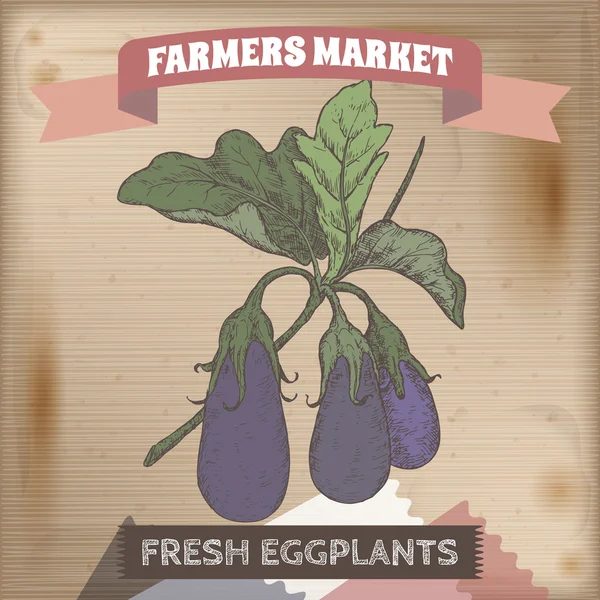 Color farmers market label with vegetables in wooden crate. Stock ...