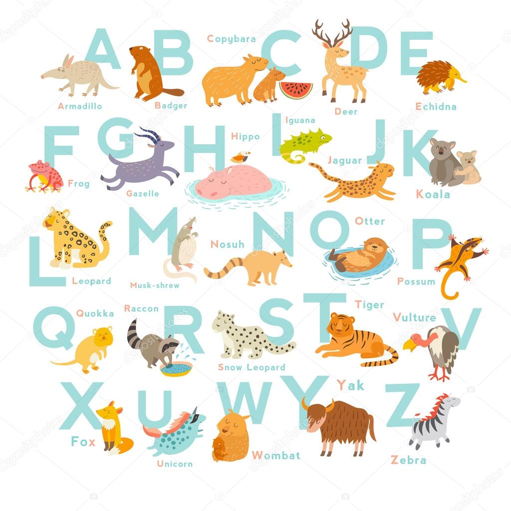 Cute zoo alphabet Stock Vector by ©coffeee_in 95722488