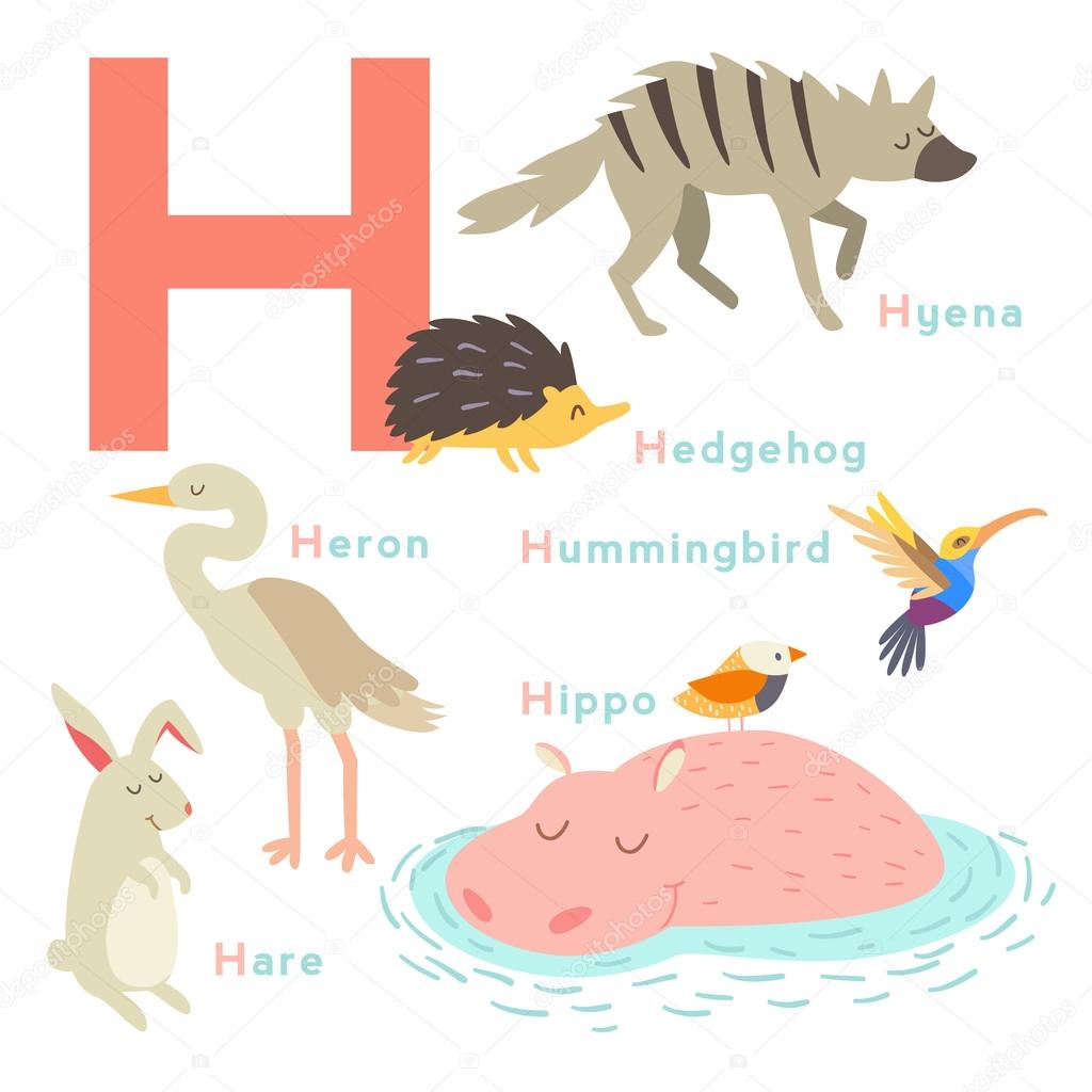 H letter animals set Stock Vector by ©coffeee_in 95722742