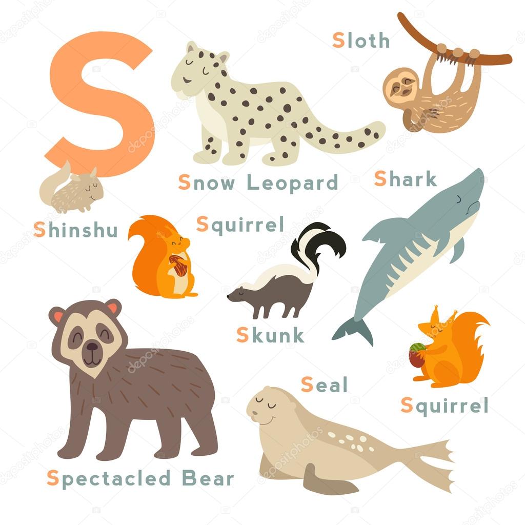 S letter animals set Stock Illustration by ©coffeee_in #95723210