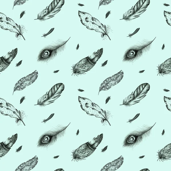 Watercolor feathers pattern Stock Photo by ©mykef 120181468