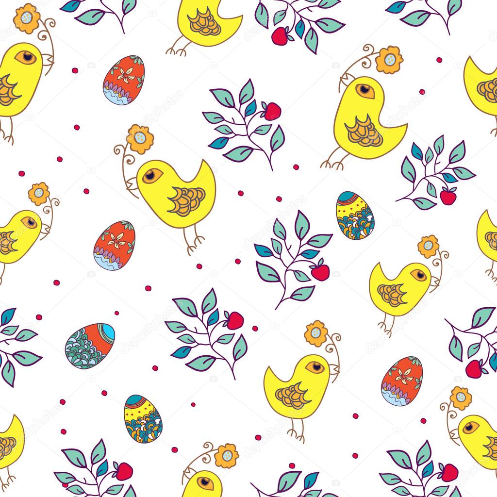 Seamless wallpaper with chicken and egg. Easter pattern. Print fabric ...