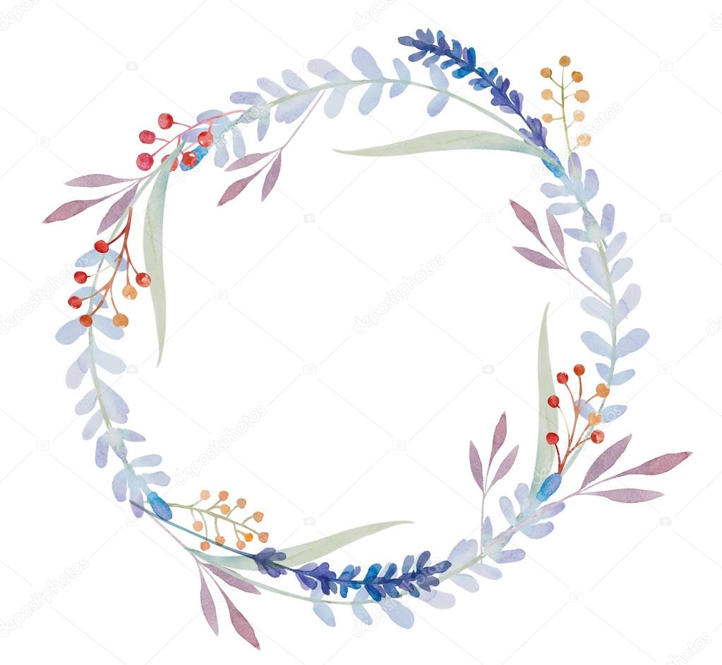 Watercolor floral frame. Flowers in wreath. Stock Photo by ©mykef 87673934