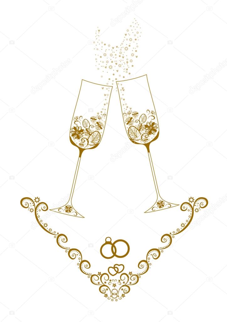 Wedding glasses with champagne Stock Vector Image by ©ninarubanyuk ...