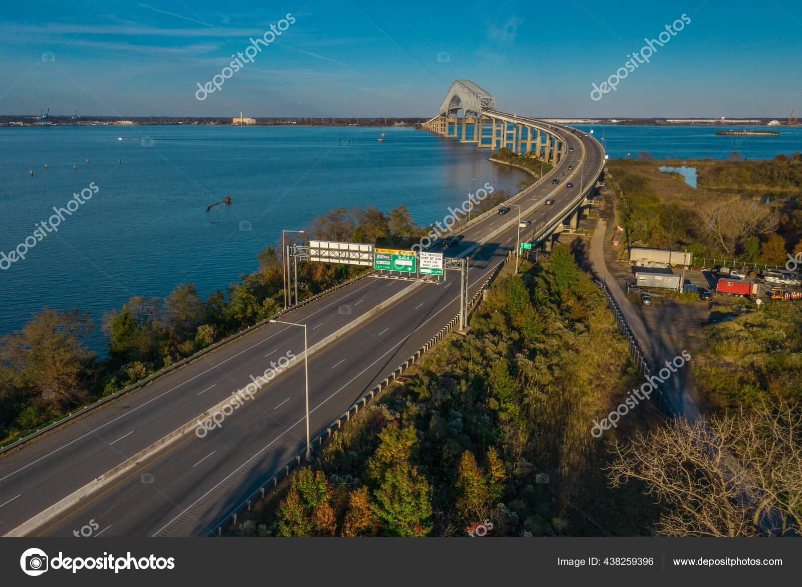 Vue Aérienne L'autoroute 695 Traversant Pont Francis Scott Key Bay ...