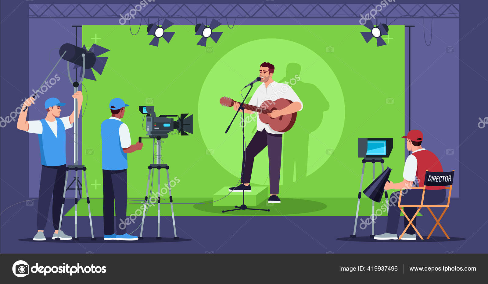 Singing Show Semi Flat Vector Illustration New Series Television ...