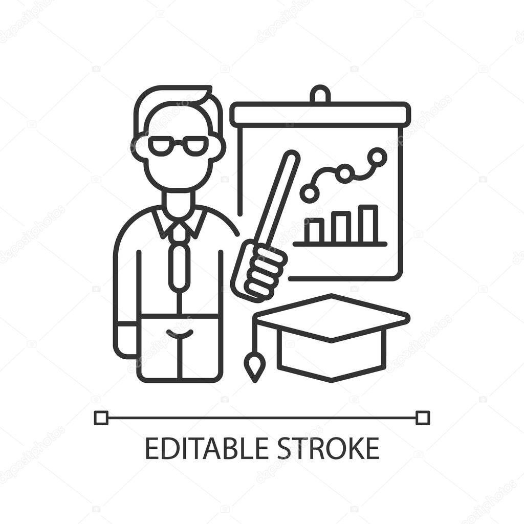 Icono lineal de educadores. Trabajadores esenciales. Instituciones ...