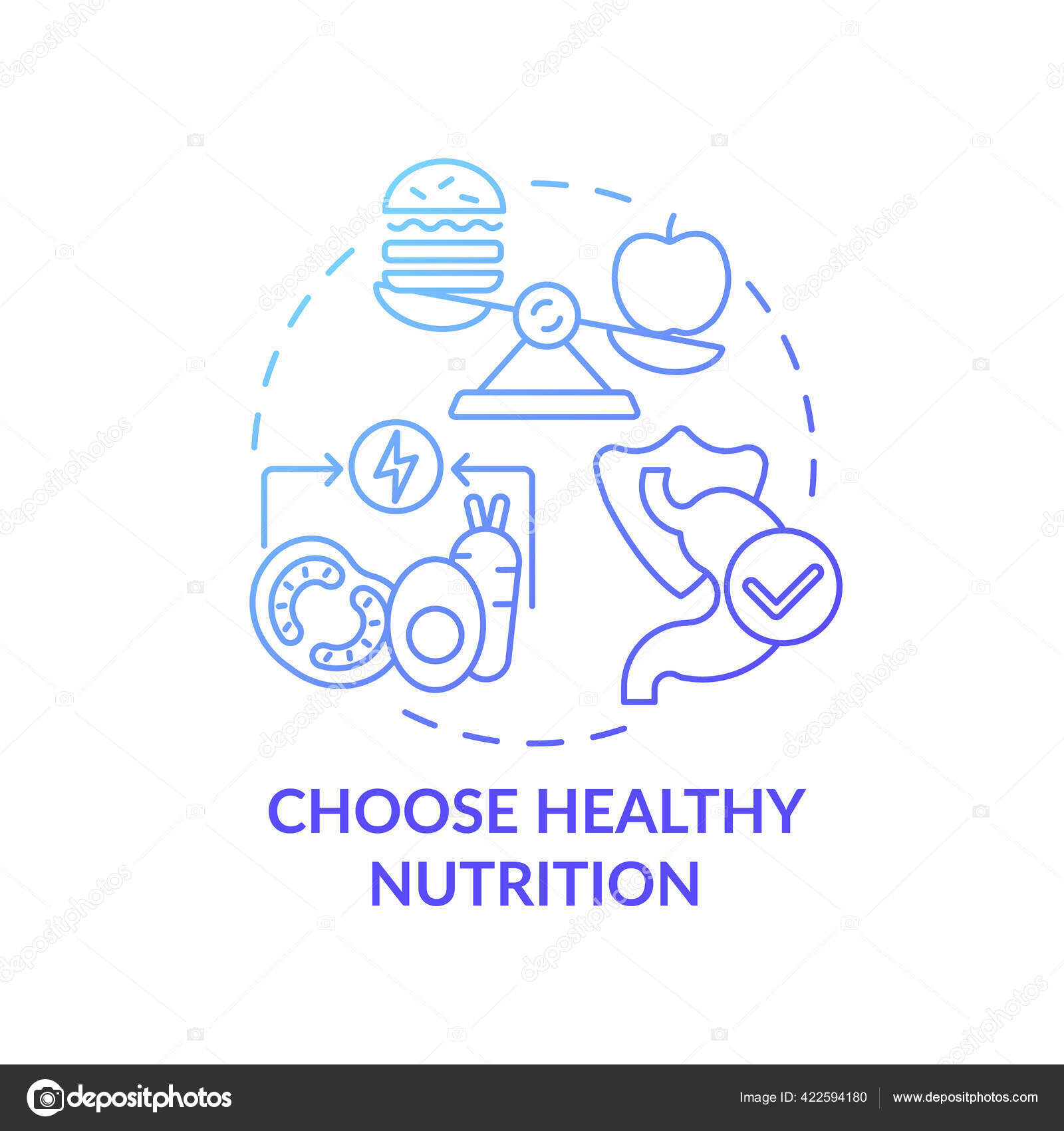 Choose Healthy Nutrition Concept Icon Self Care List Body Improvement ...