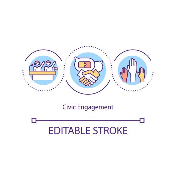 Icono del concepto de compromiso cívico. Acciones colectivas. Interés ...