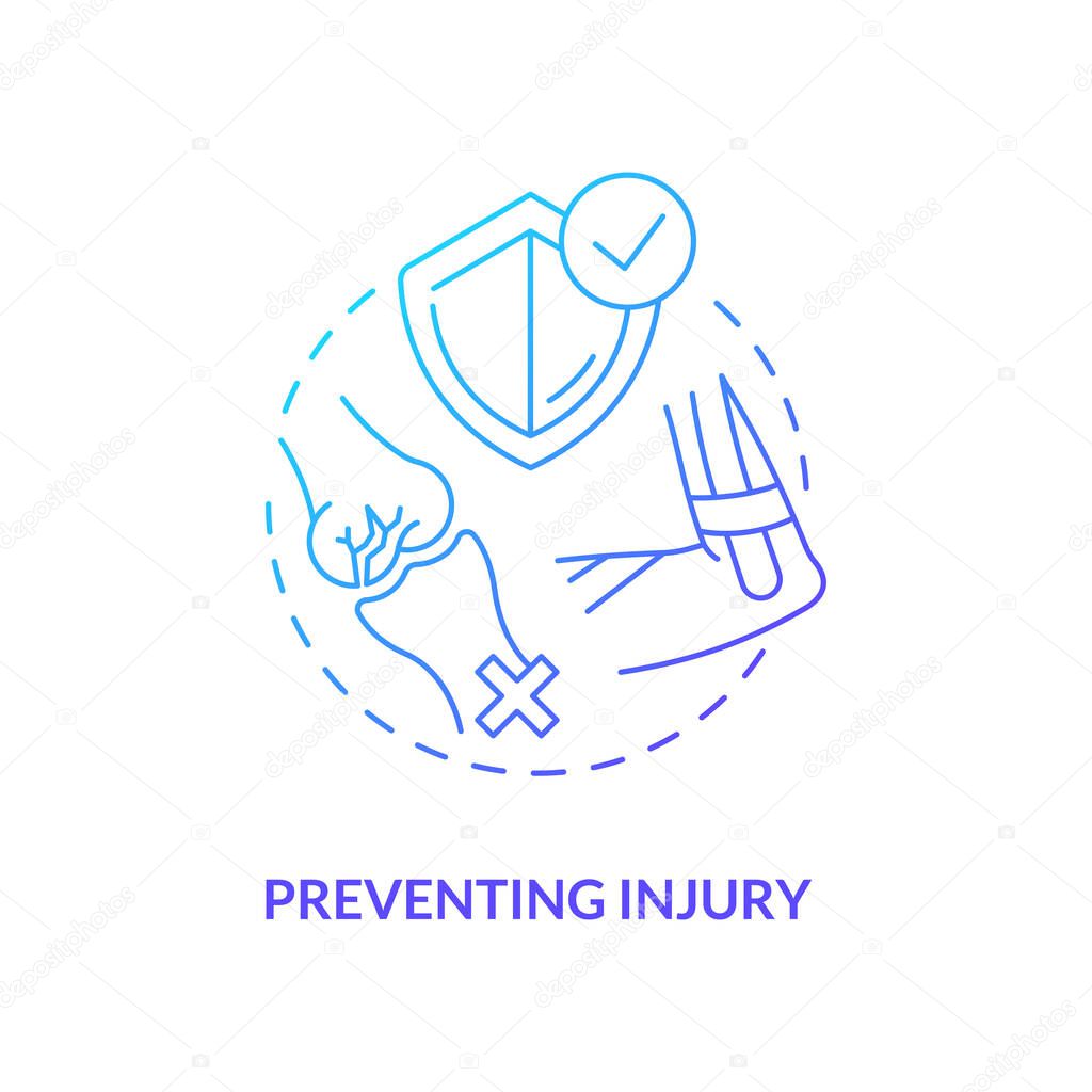 Prevenir lesiones icono concepto de gradiente azul. Seguro de salud ...