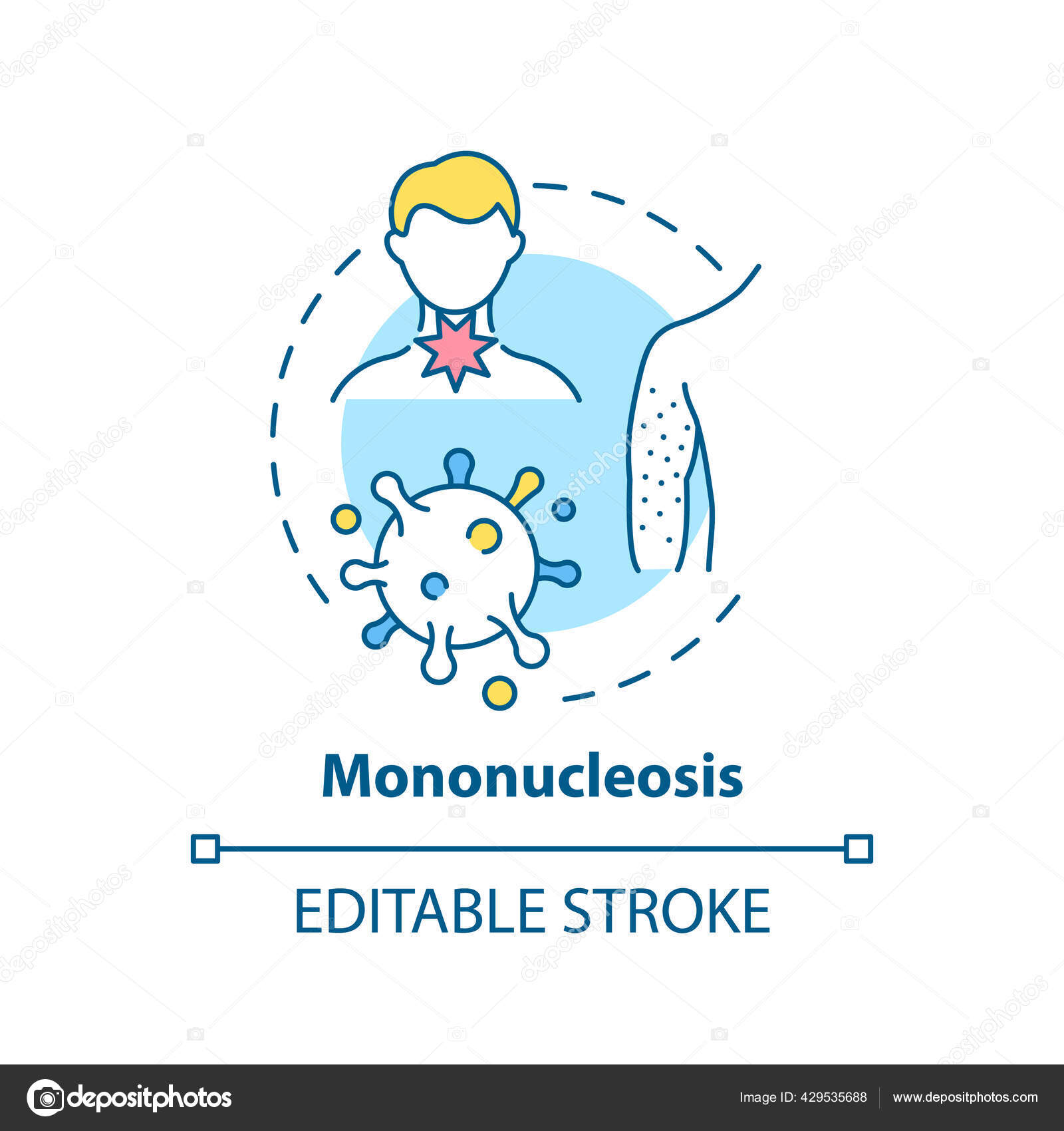 Mononucleosis Concept Icon Viral Sore Throat Cause Idea Thin Line Stock ...