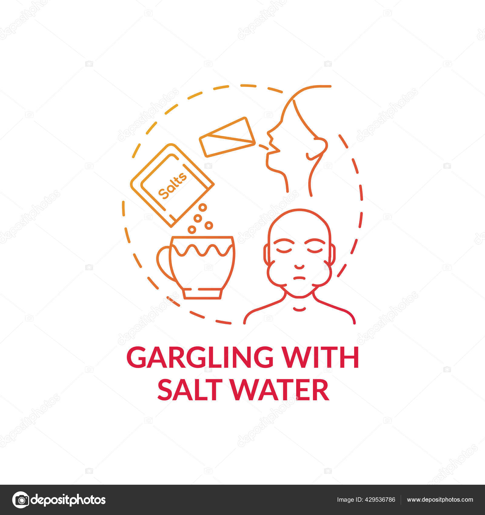 Gargling Salt Water Concept Icon Sore Throat Home Treatment Idea Stock ...