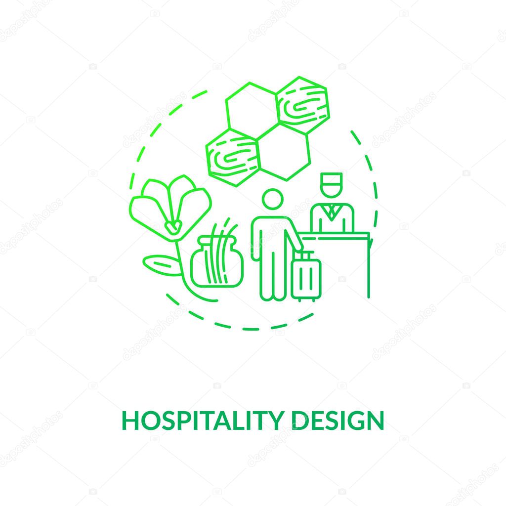 Diseño de hospitalidad icono concepto verde. Cómodo hotel. Casa de ...