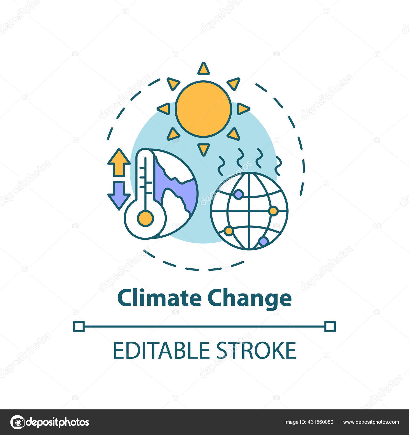 Climate Change Concept Icon Global Warming Rising Temperature Pollution ...