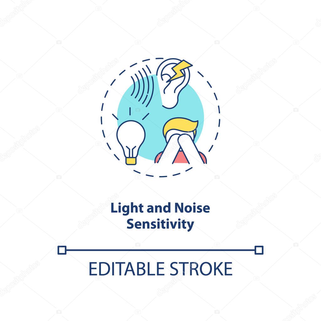 Icono de concepto de sensibilidad a la luz y ruido. Idea de ...