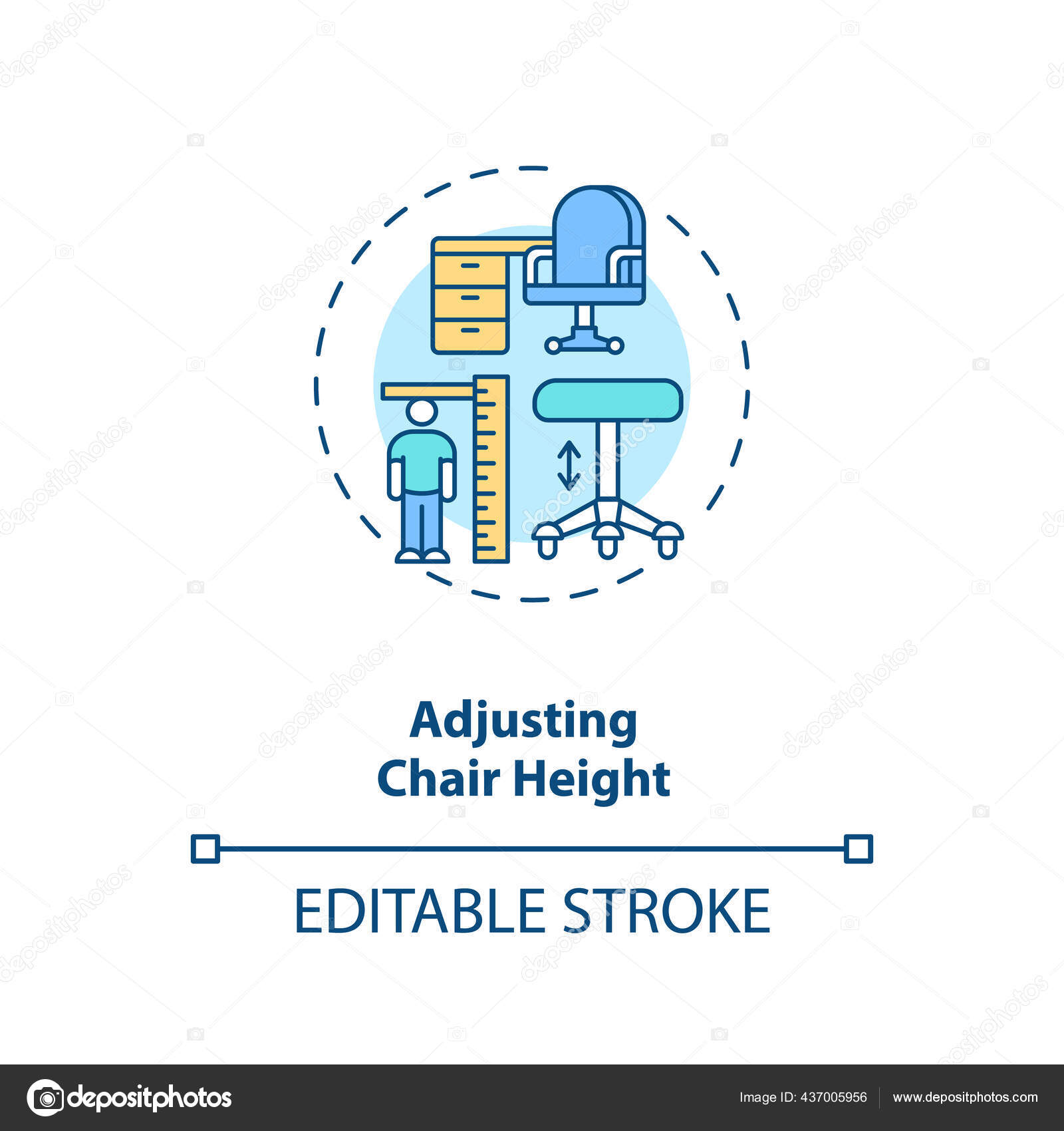 Adjusting Chair Height Concept Icon Office Ergonomics Tip Idea Thin ...