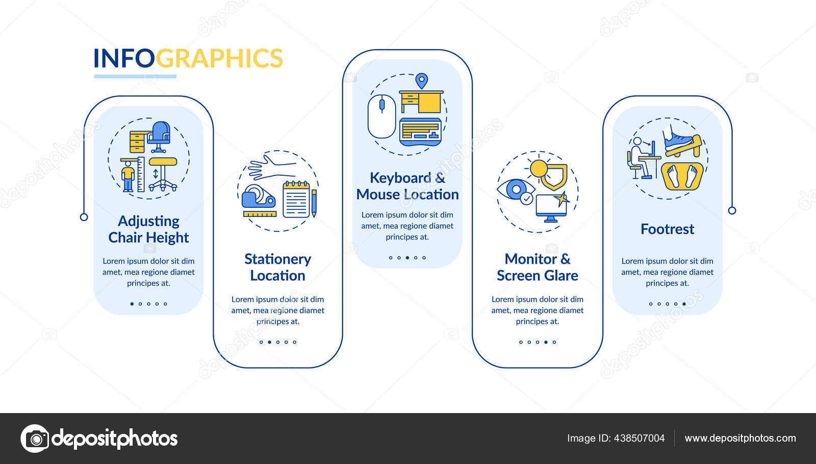 Office Ergonomics Vector Infographic Template Monitor Screen Glare ...