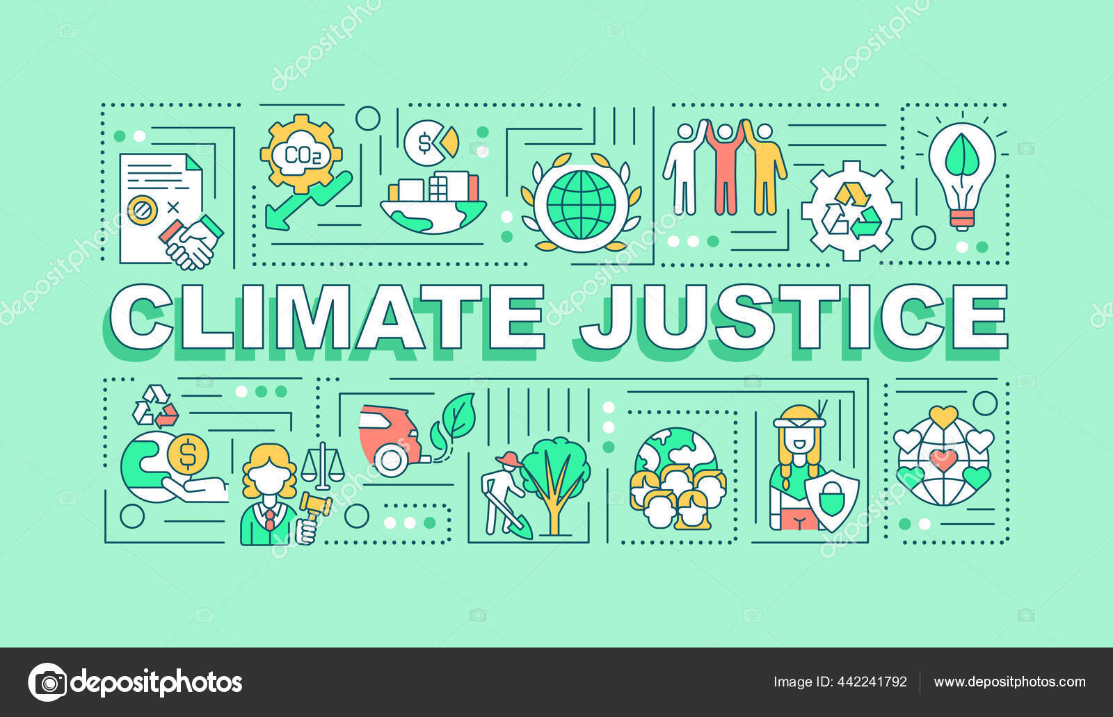 Banner Conceptos Justicia Climática Infografías Con Iconos Lineales ...
