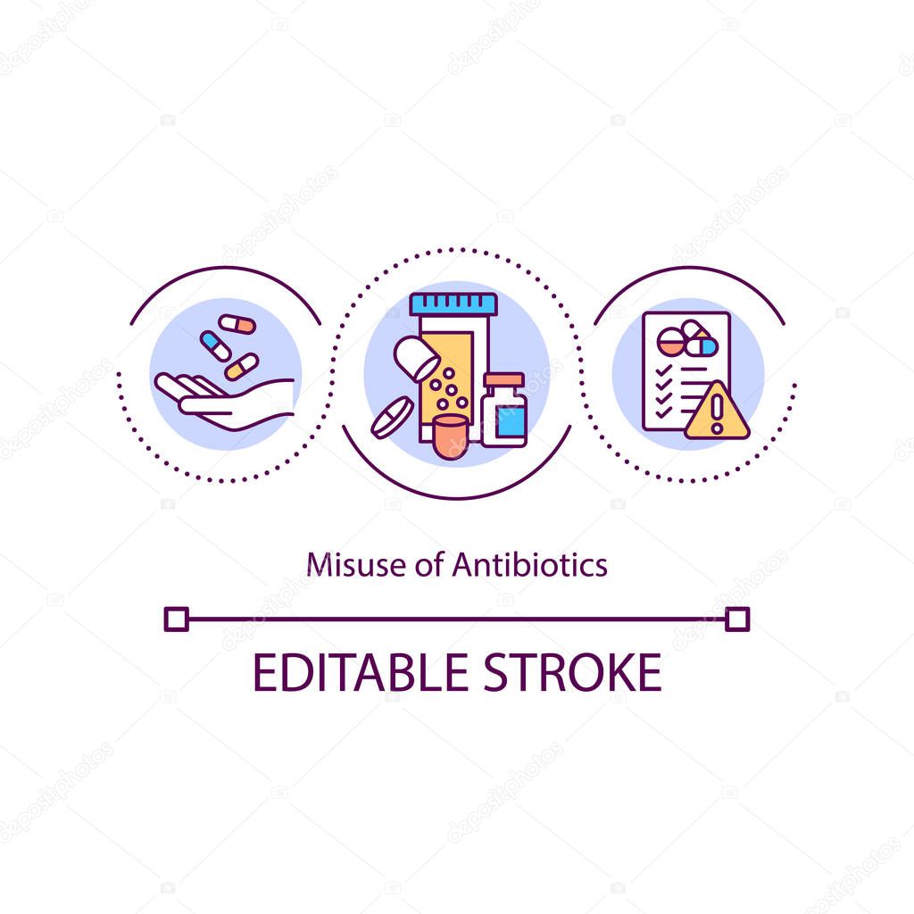 Icono de concepto de uso indebido de antibióticos. Tomar medicamentos ...