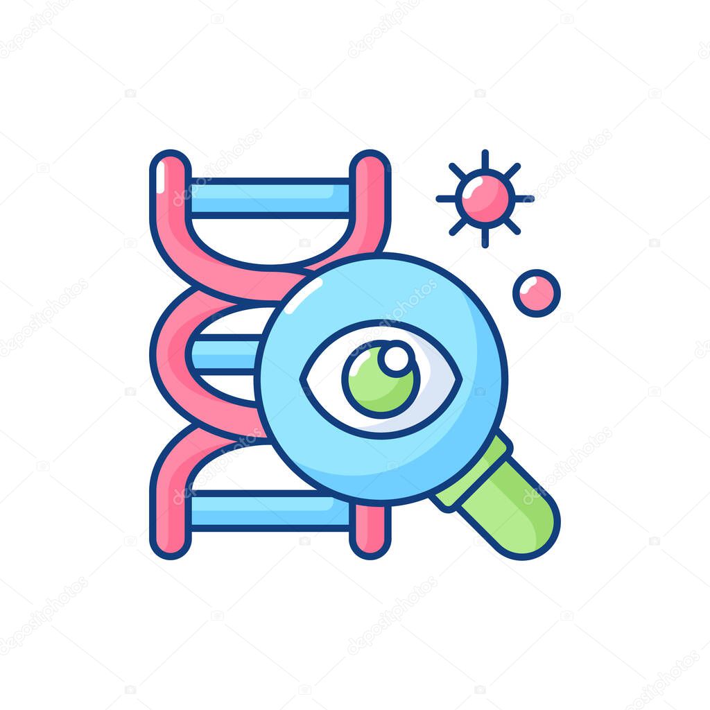 Investigación genética icono de color RGB. Estudio científico. Análisis ...