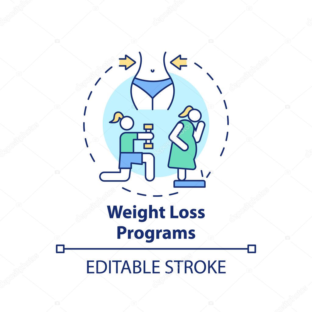 Icono de concepto de programas de pérdida de peso. Ilustración de línea ...