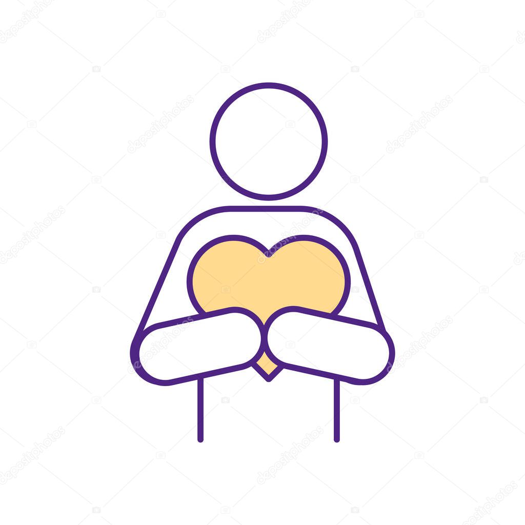 Auto-perdón icono de color RGB. Actitudes positivas. Reducción de la ...