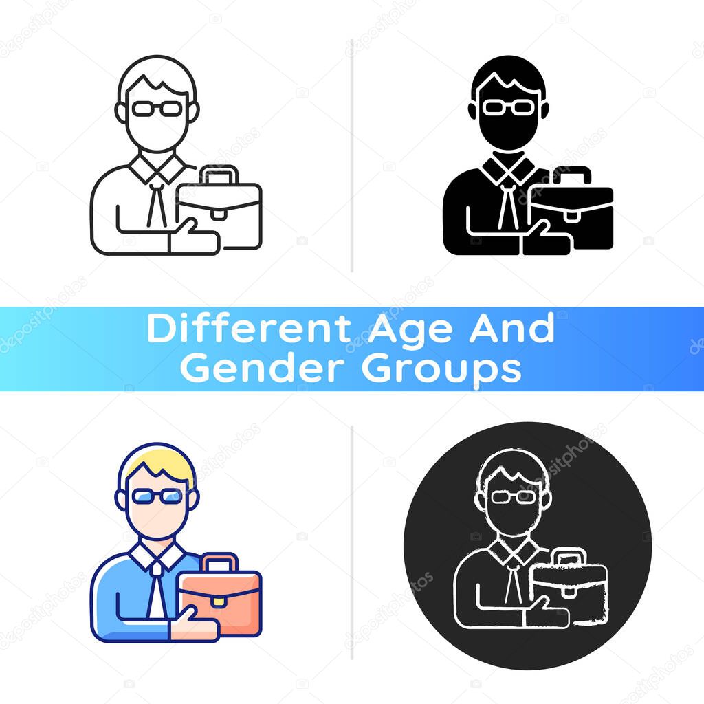 Icono adulto masculino. Hombre de mediana edad. Reevaluación de la ...