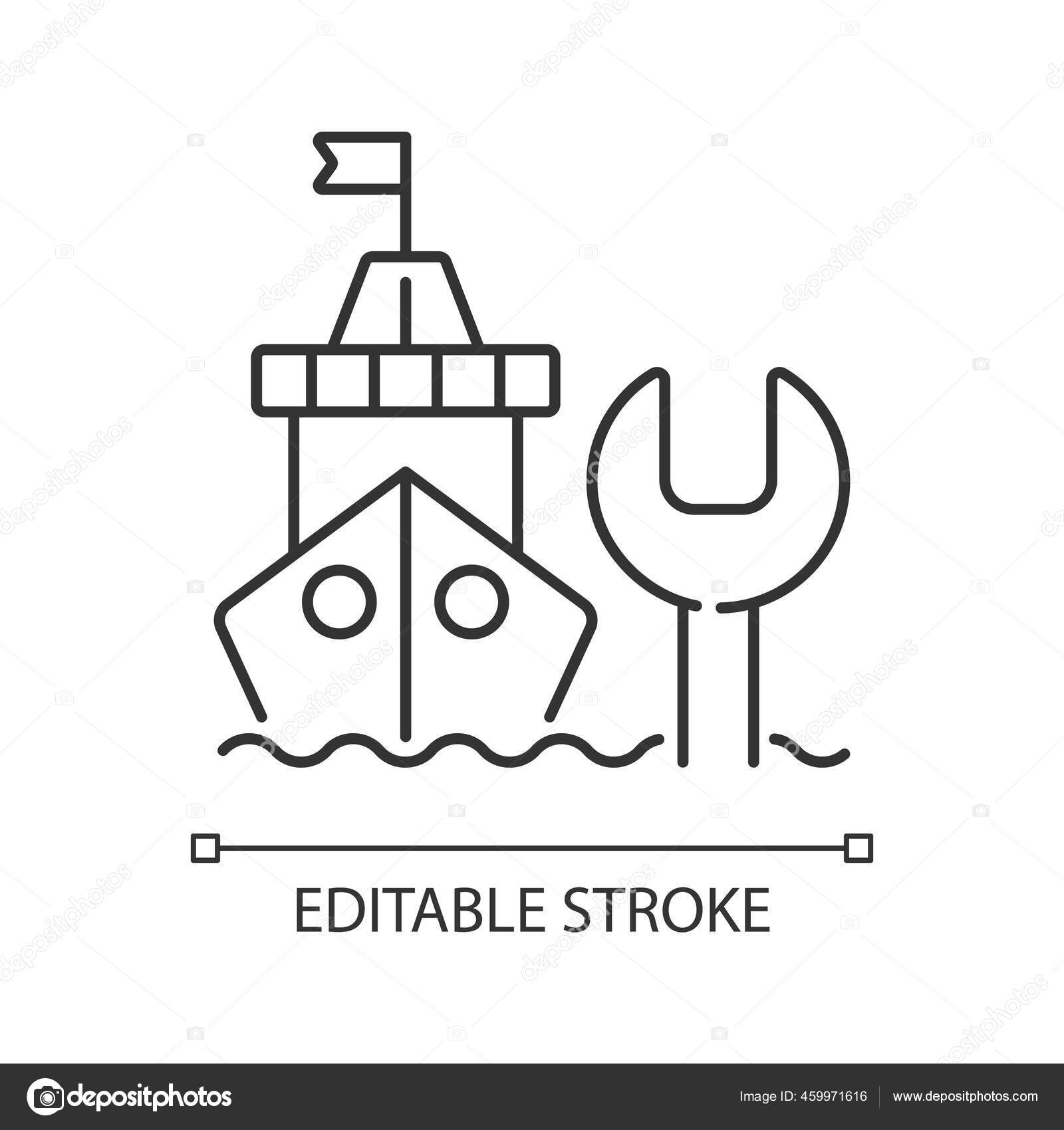 Ship Maintenance Repair Linear Icon Repairing Floating Vessels Naval ...