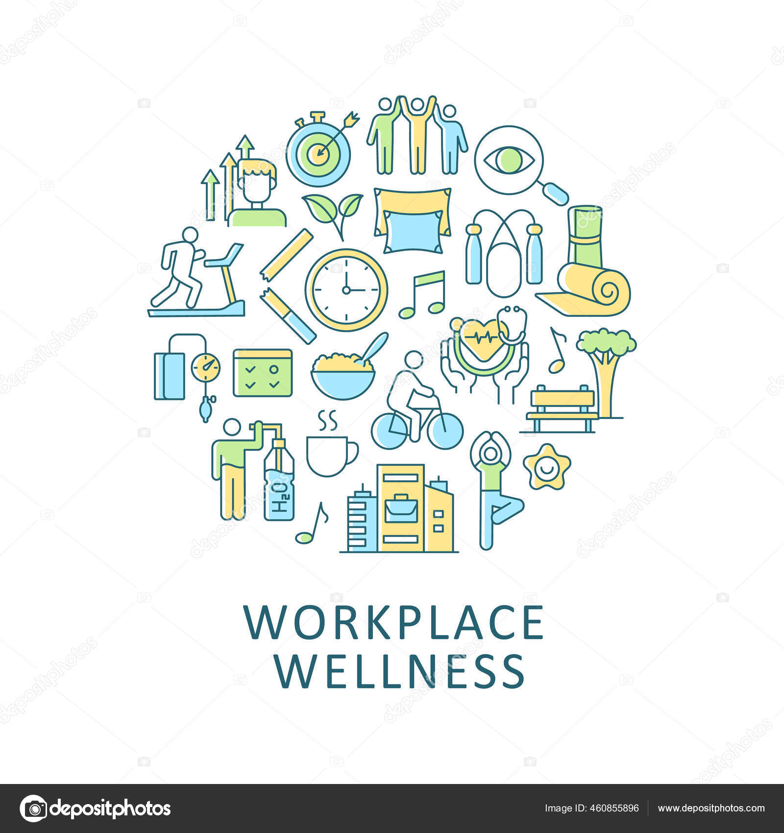 Workplace Wellness Abstract Color Concept Layout Headline Corporate ...